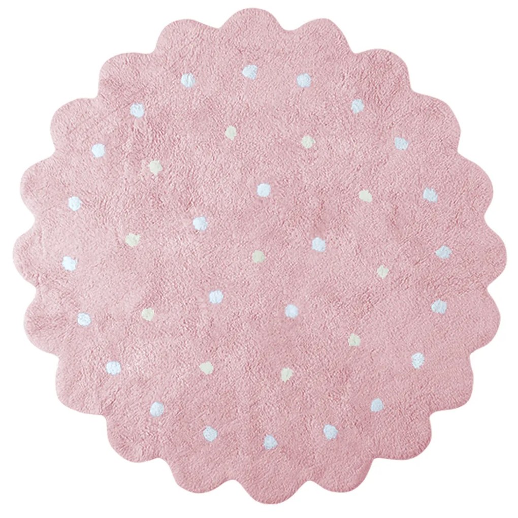 Lorena Canals koberce Pro zvířata: Pratelný koberec Little Biscuit Pink - 140x140 kytka cm