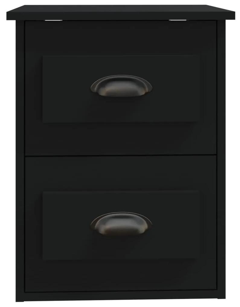 Nástěnný noční stolek černý 41,5 x 36 x 53 cm - Default Title