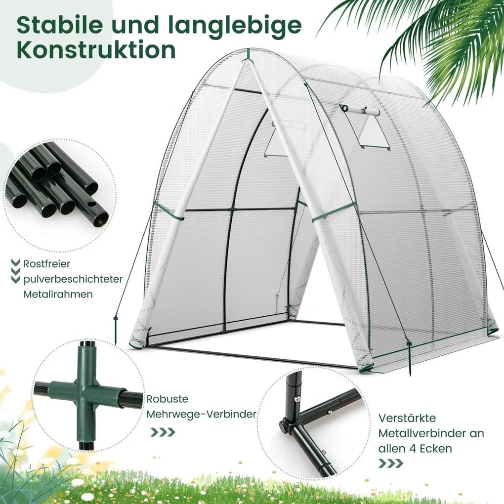 Costway Fóliový skleník s PE krytem do každého počasí a – 181 × 181 × 200 cm