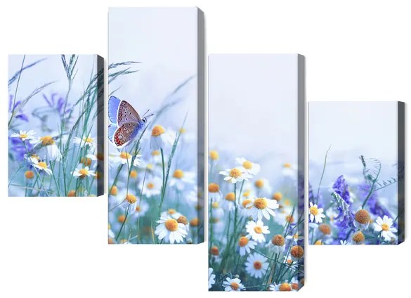 Vícedílný obraz Motýl A Divoké Květiny Nedostatek Nedostatek Plátno Canvas 80x50