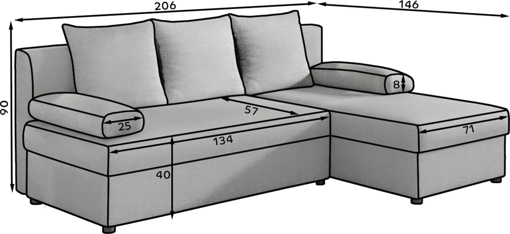 Eltap Rohová sedací souprava Gino Materiál a barva potahu: Sawana 05 - tmavě šedá