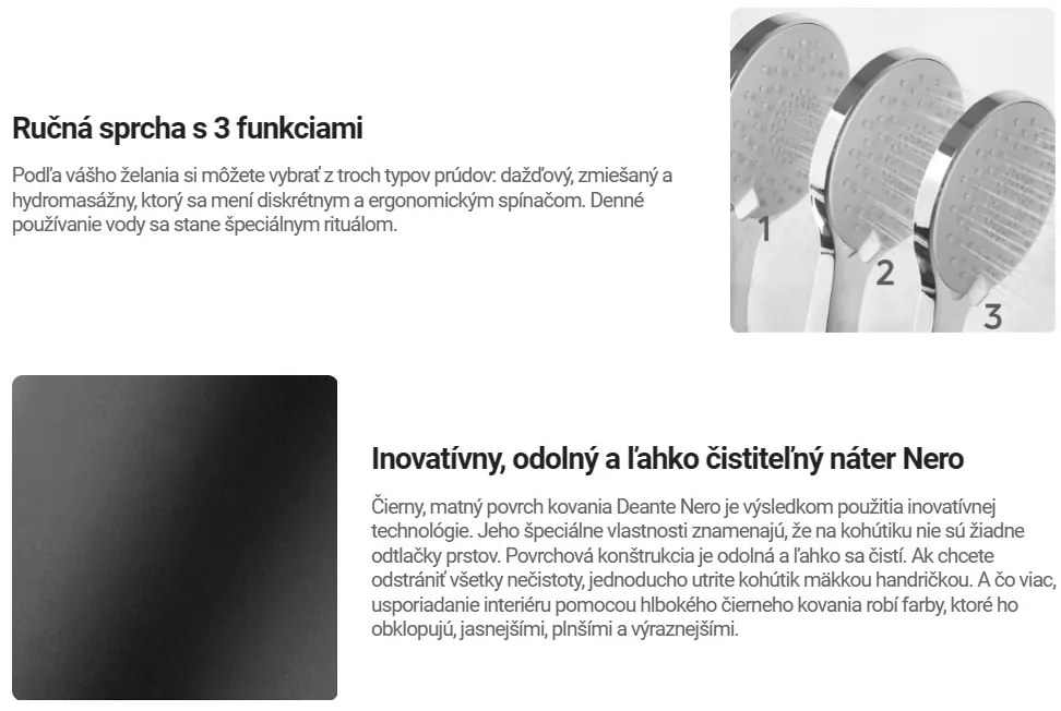 Deante Arnika, 1-bodová ruční sprchová souprava s pevným držákem, černá matná, DEA-NQA_N41K