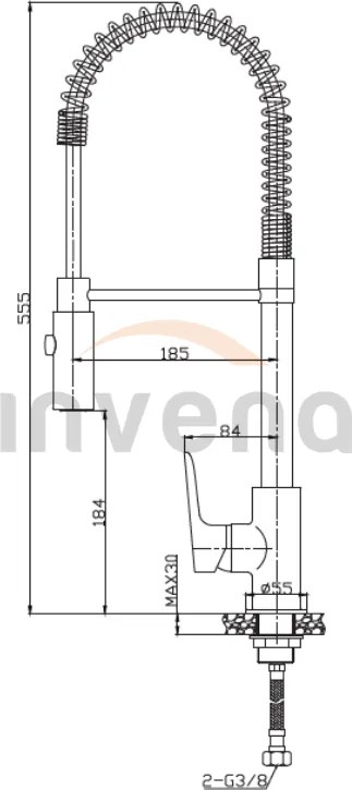 Invena Dokos, stojánková dřezová baterie, chromová, INV-BZ-19-S01-V