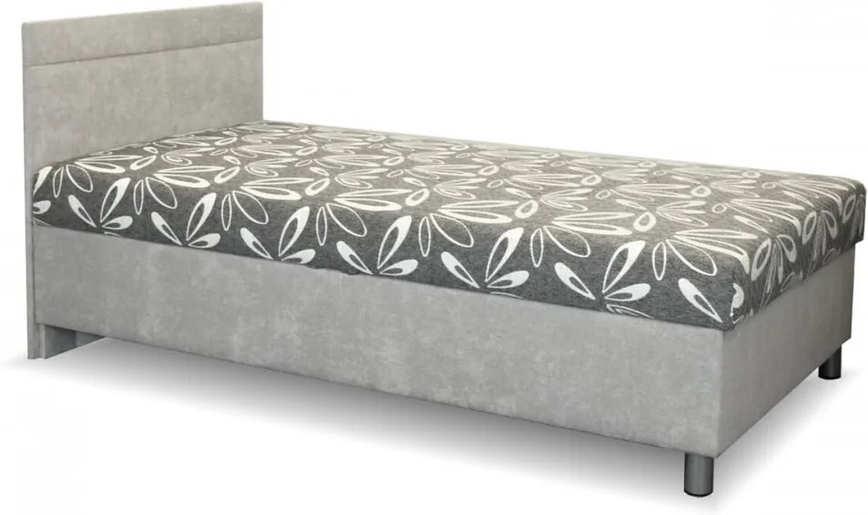 Čalouněná postel s úložným prostorem Adel, 140x200 cm , Šedá vzor-bílá ekokůže
