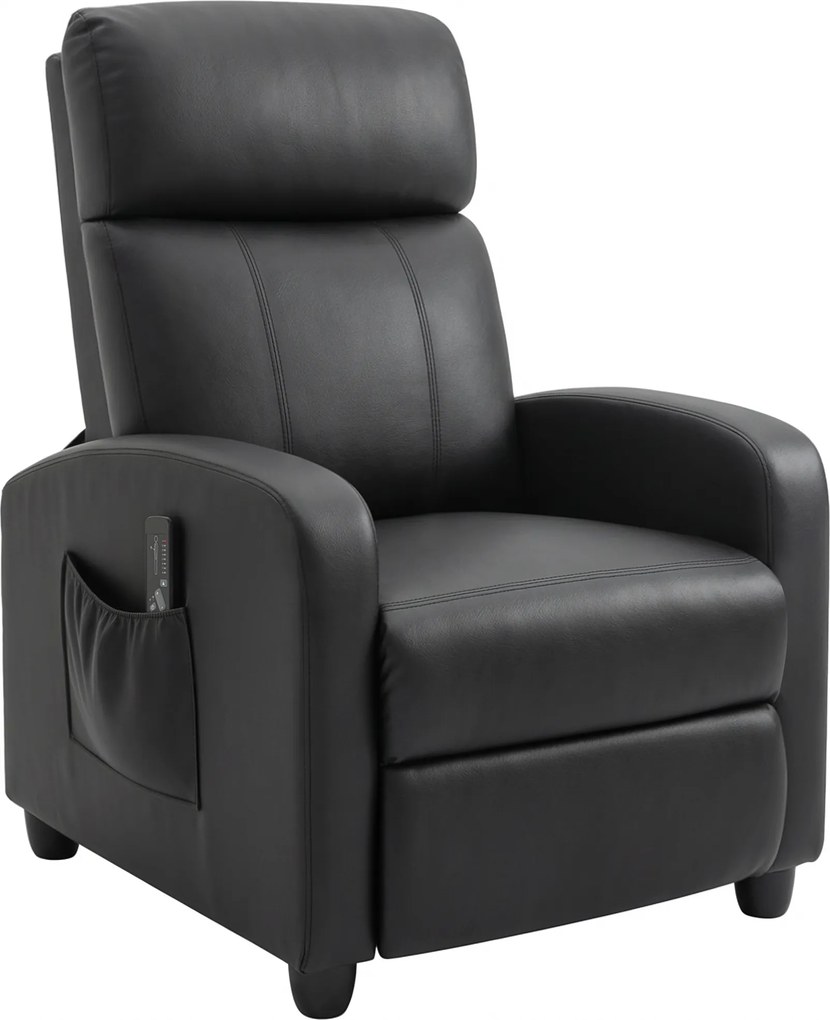 HOMCOM Masážní křeslo Relaxační křeslo TV křeslo 2bodové masážní s opěradlem, polohovací z PU pěny Černá 68 x 88 x 98 cm | Aosom.de