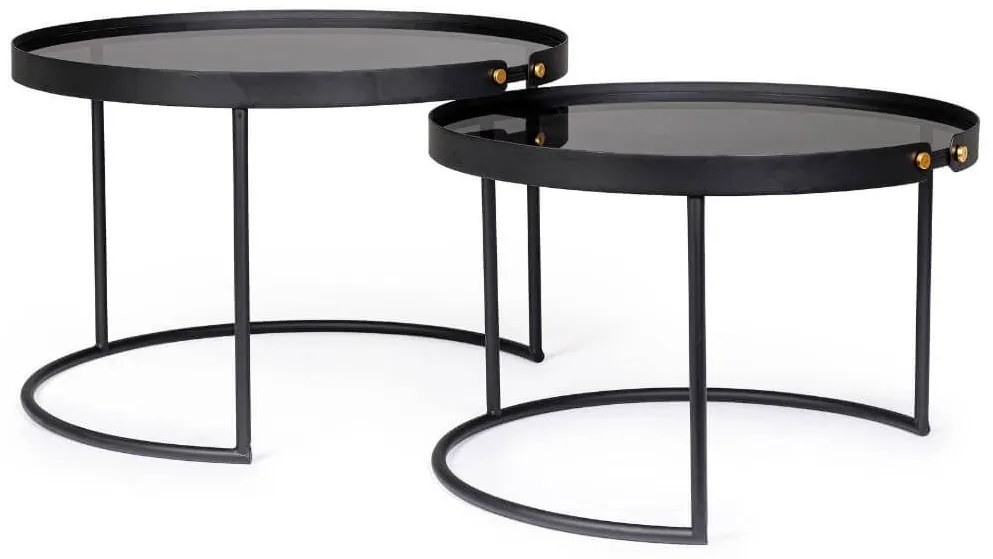 Set dvou konferenčních stolků zeyna ø58.5 a ø66 cm černý MUZZA