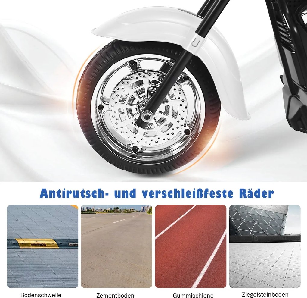 Costway Motocyklový motocykl napájený baterií ve stylu chopper bílá +, černobílý