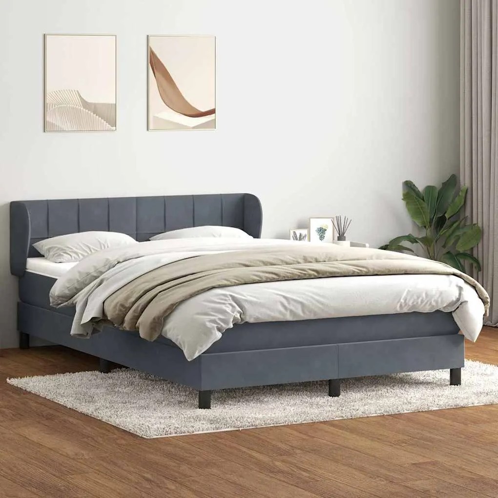 Box spring postel s matrací tmavě šedá 160x210 cm samet 3317530