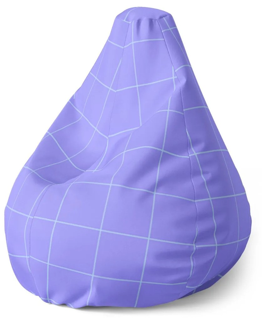 Sablio Sedací vak Pear Čtvercový vzor fialové - 70 x 95 x 15 cm