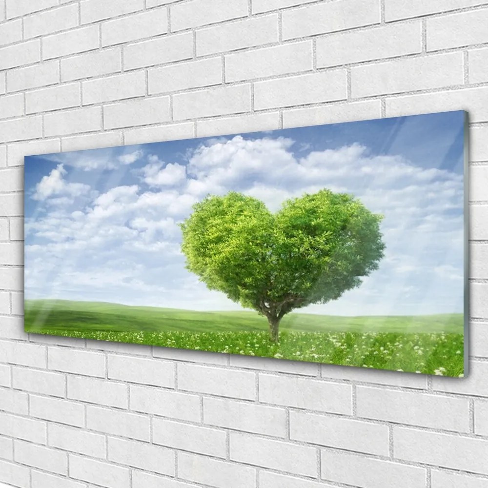 akrylový obraz Strom Srdce Příroda 125x50 cm