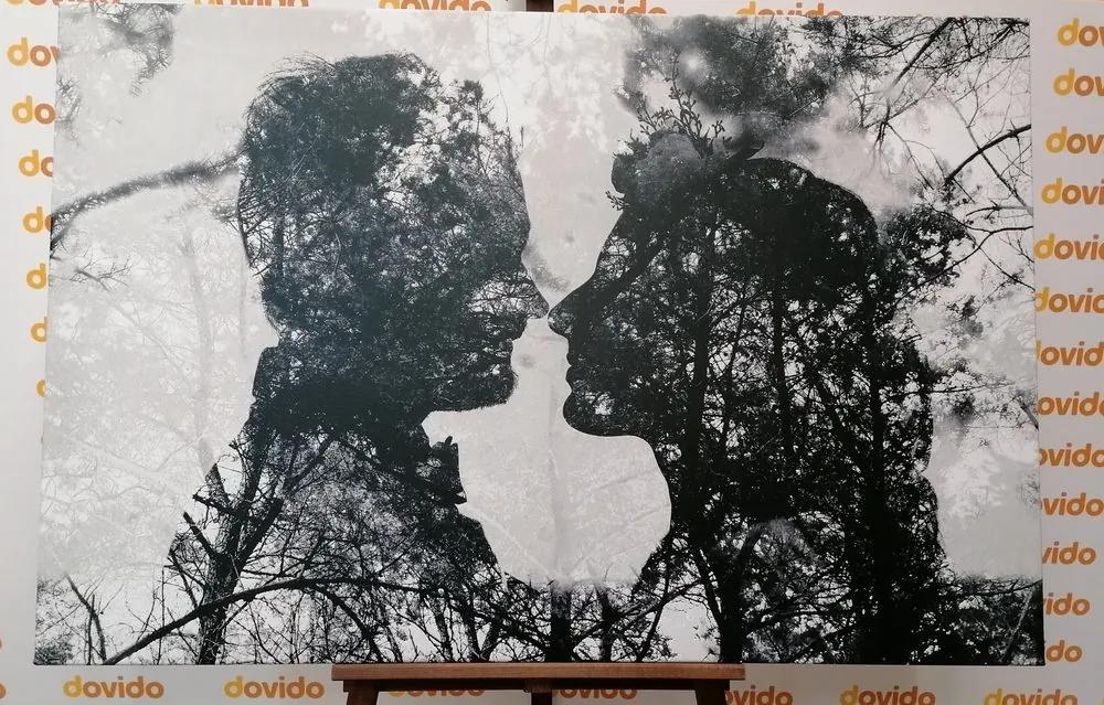 Obraz podoba lásky v černobílém provedení - 90x60 cm