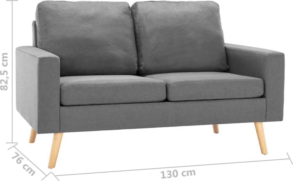 2místná pohovka světle šedá textil 288703