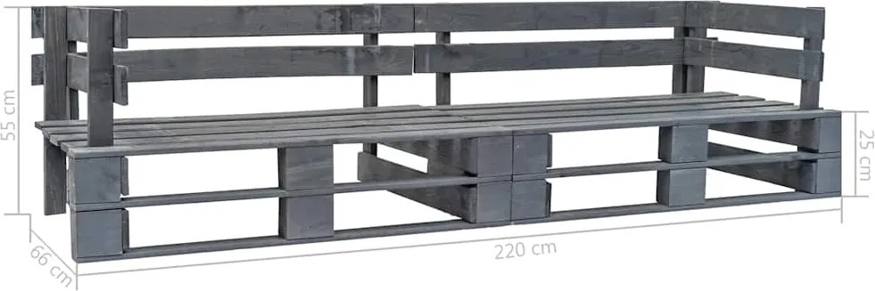 Zahradní 2místná pohovka z palet šedá dřevo 276312
