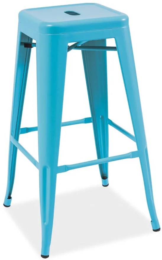 Barová kovová židle v modré barvě KN740