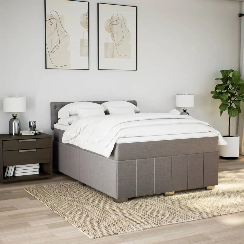 Box spring postel s matrací taupe 140x190 cm textil 3287074