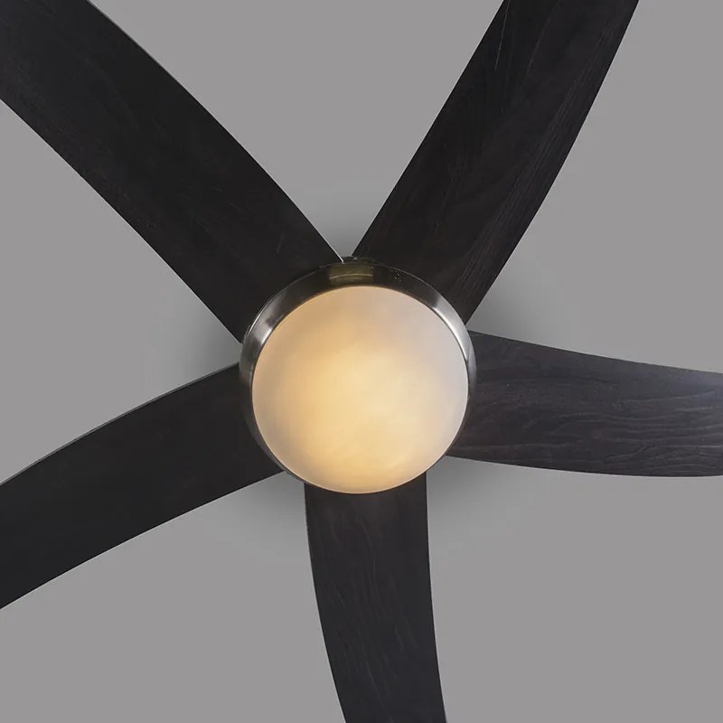 Stropní ventilátor ocelový s černým dřevěným potiskem 132 cm s dálkovým ovládáním - Cool