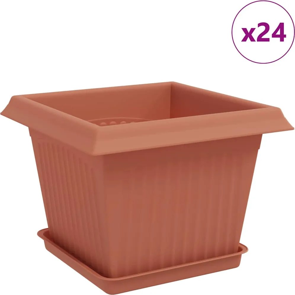Květináče 24 ks Cihlově červená Plast 3403306