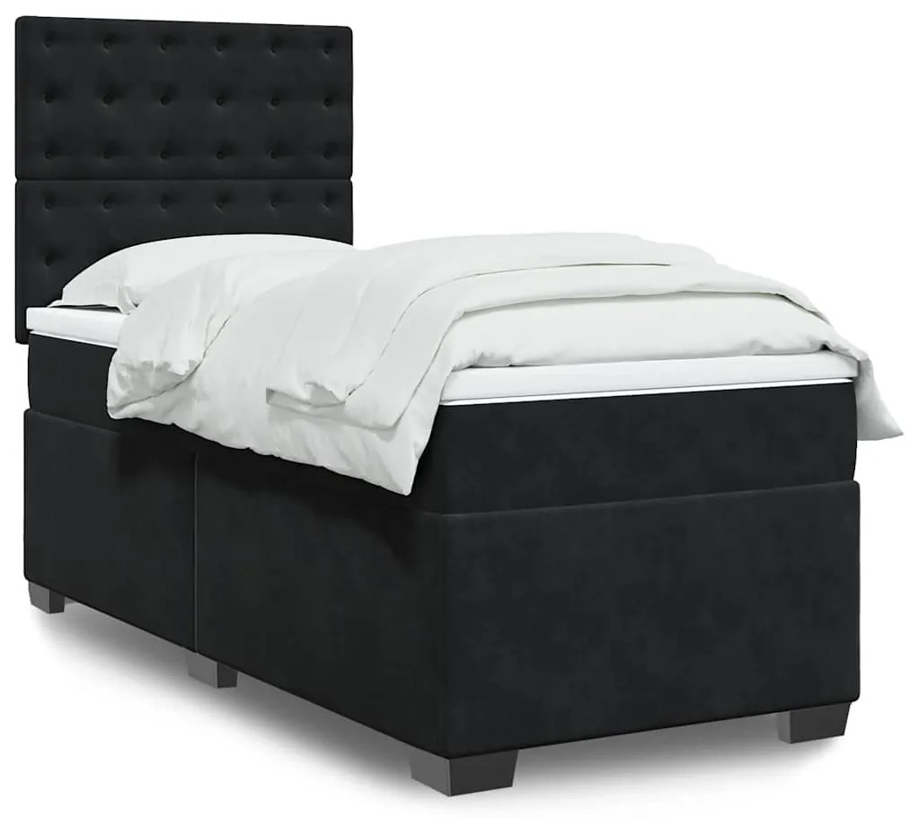 Box spring postel s matrací černá 90x190 cm samet 3293100