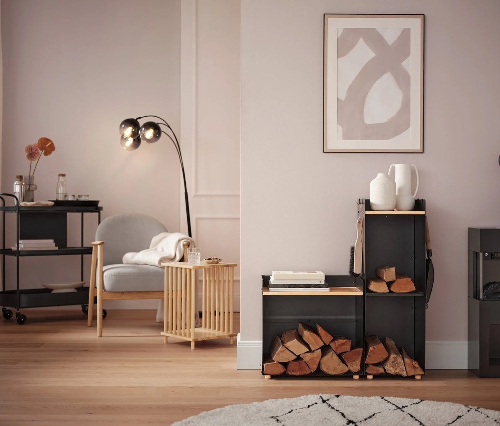 Tchibo - Prohnutá stojací lampa se stínítky z kouřového skla