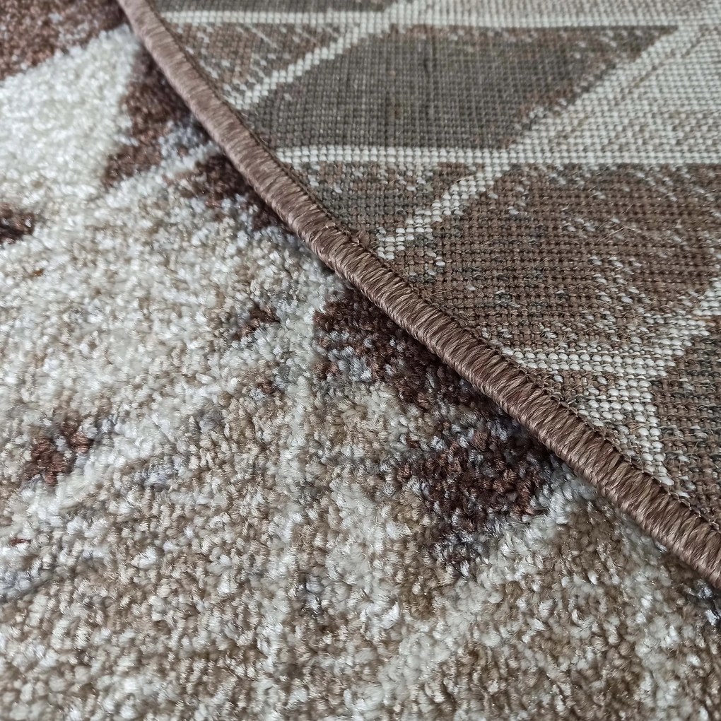 DY Hnědý kulatý koberec s geometrickým vzorem Panamero 10 Rozměr: 80 cm