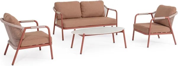 BIZZOTTO Zahradní set pohovky, křesel a konferenčního stolku MIRAVET cihlový 8051836788565