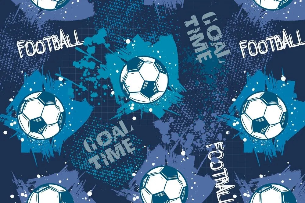 Samolepící tapeta fotbalový míč v modrém - 300x270