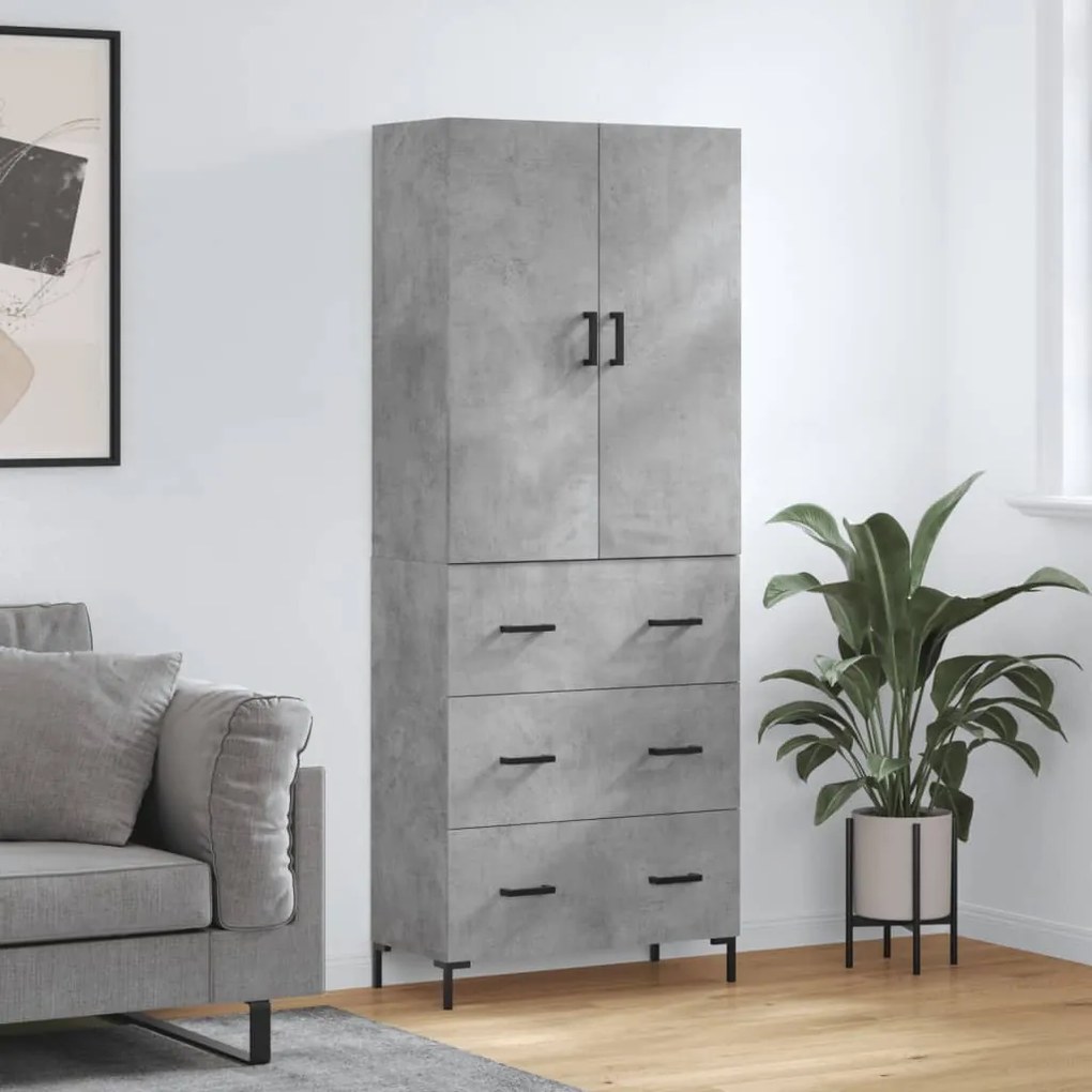Skříň highboard betonově šedá 69,5x34x180 cm kompozitní dřevo