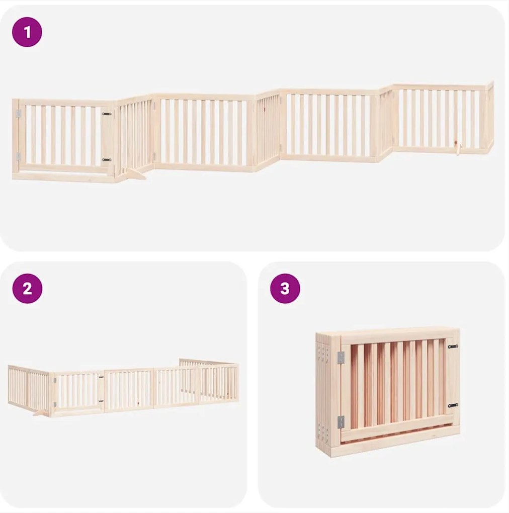Zábrana pro psy s dvířky skládací 8 panelů 640 cm topol 3155666
