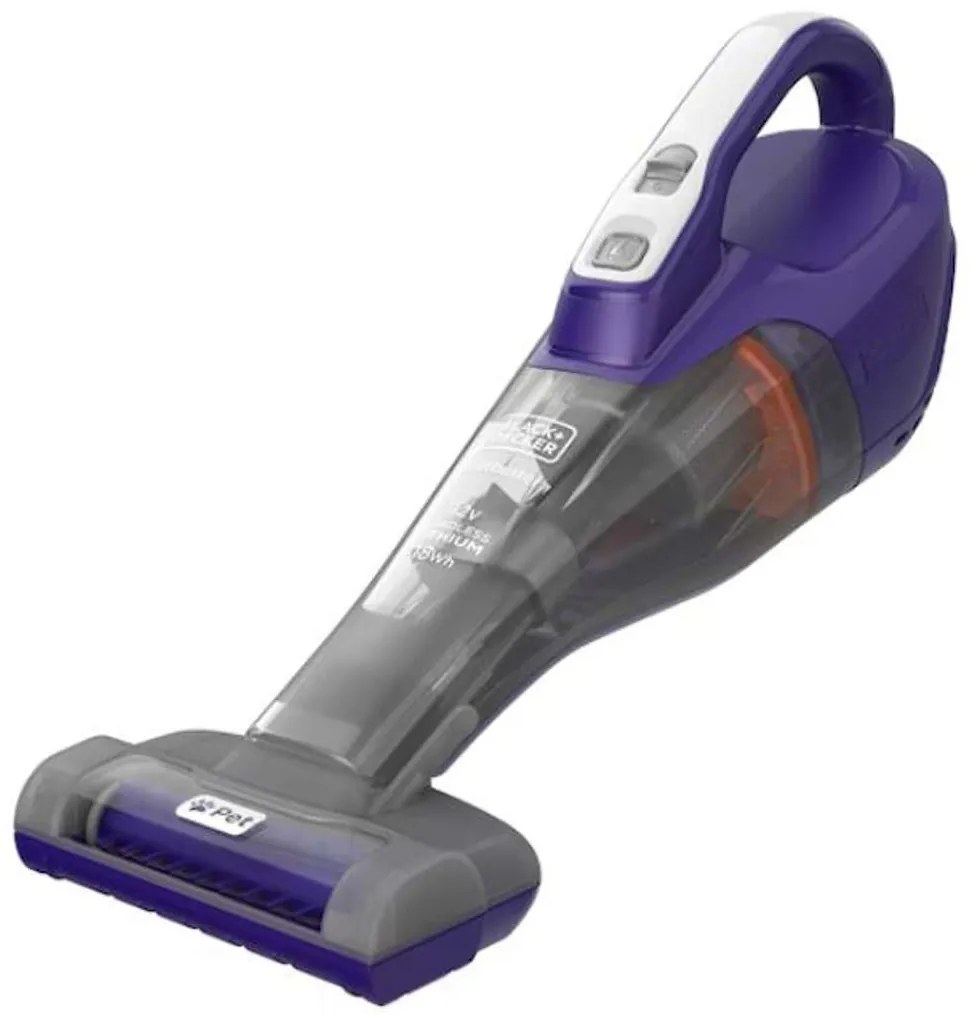 BLACK+DECKER - 12V AKU ruční vysavač, nabíjecí stanice, titanová/fialová DVB315JP-QW