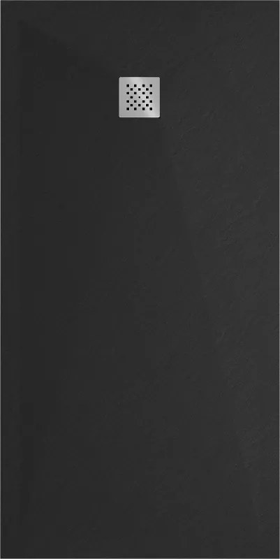 Mexen Stone+, obdélníková vanička z minerálního kompozitu 160 x 90 cm, černá matná, 44709016