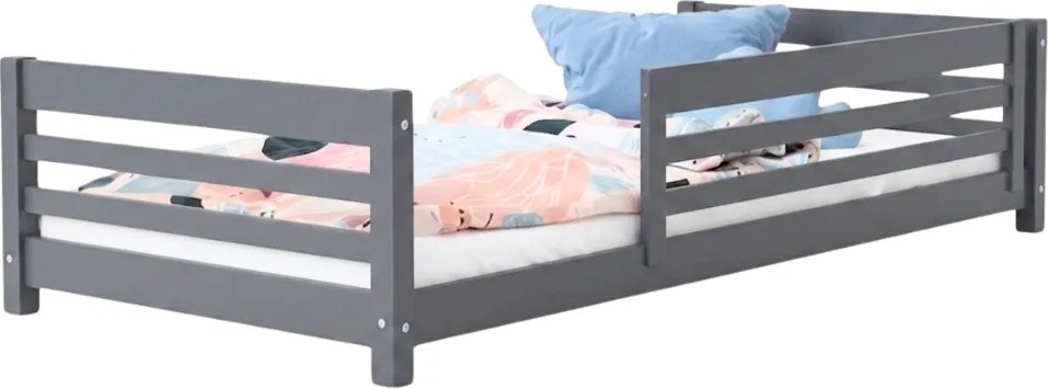 Benlemi Nízké dětské jednolůžko ze dřeva TULY se dvěma čely Zvolte barvu: Cihlová, Zvolte rozměr: 80x200 cm, Zvolte zábranu: S otevřeným vstupem