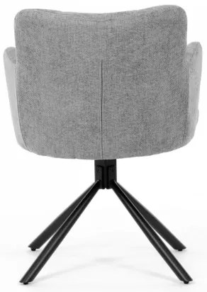 Židle jídelní šedá látka černé kovové nohy otočná 90° DCH-T1122 GREY2