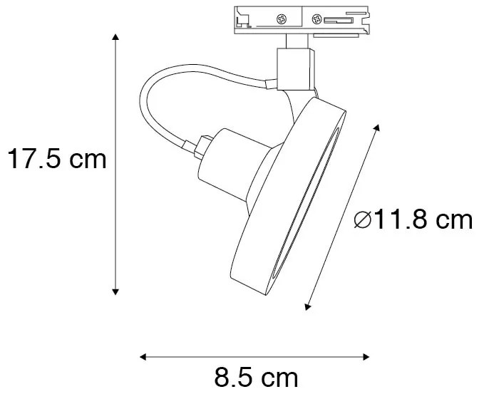 Kolejnicový reflektor 1-fázový černý - Go