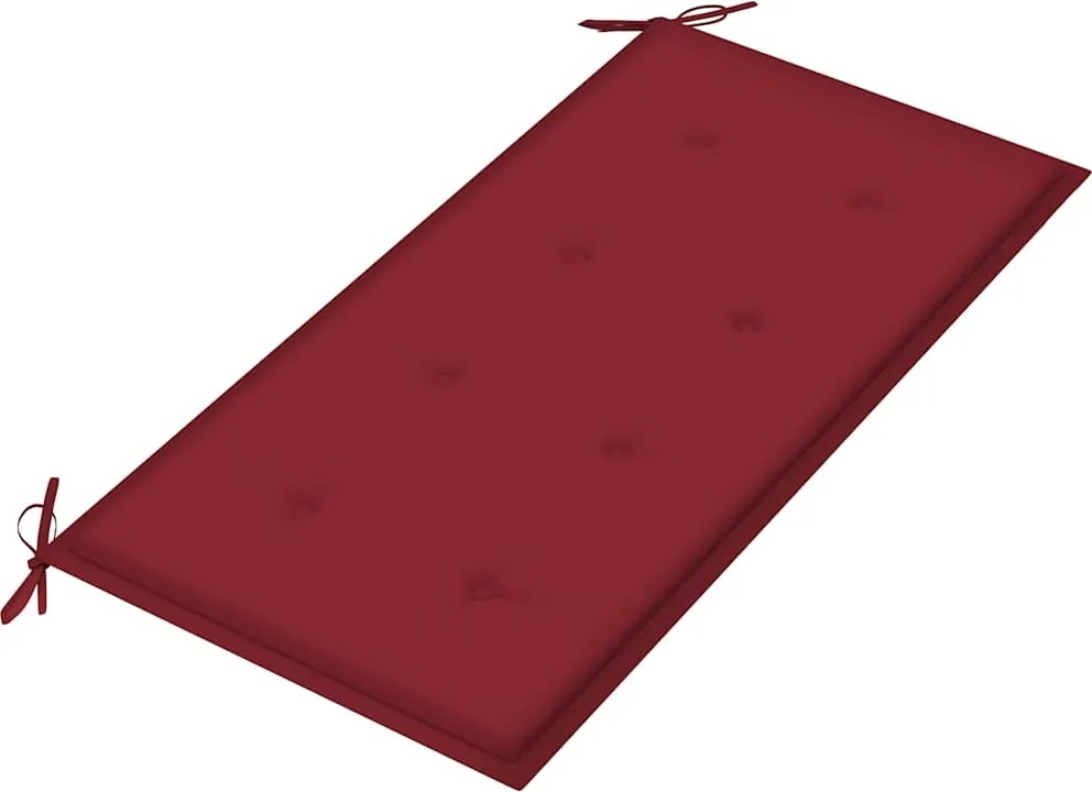 Zahradní lavice s vínovou poduškou 112 cm masivní teak 3062658