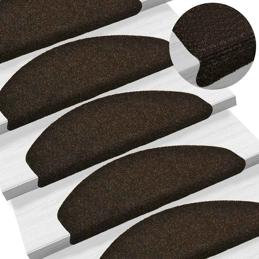 Schodové rohože samolepicí 30 ks 65 x 21 x 4 cm tmavě hnědé, půlkulaté, velké 3365661