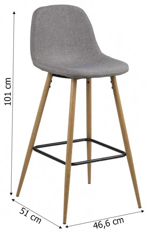 Barová židle Wilma III světle šedá/dřevo 2