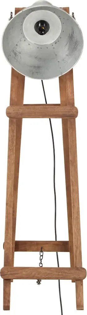 Stojací lampa stříbrná masivní mangovníkové dřevo 320587