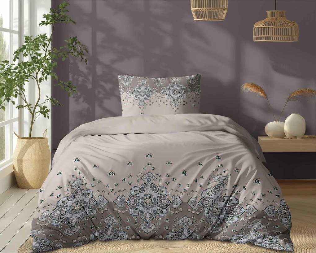 Detexpol Bavlněné povlečení 140x200 Béžová s ornamentem - orientální paisley vzor, 100% bavlna - 5338 A - Soft Meadow