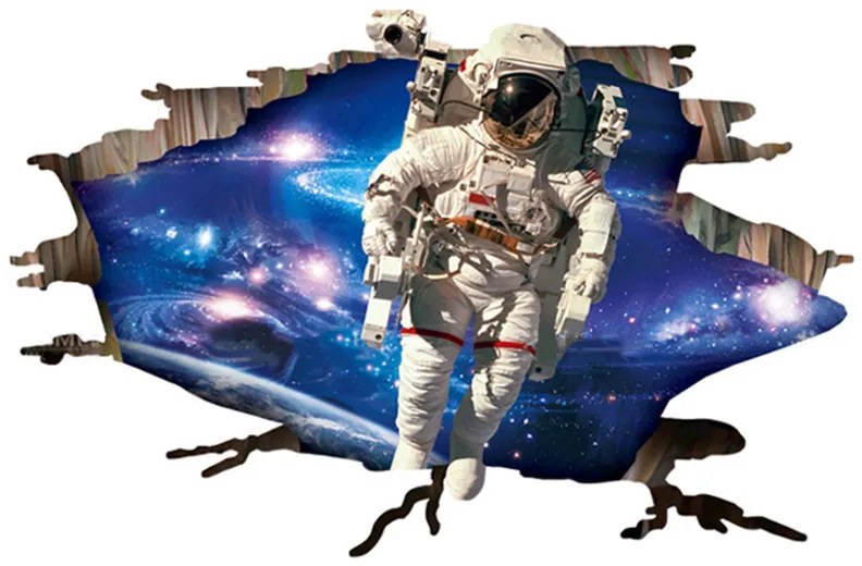 Živá Zeď Samolepka Kosmonaut a hvězdy