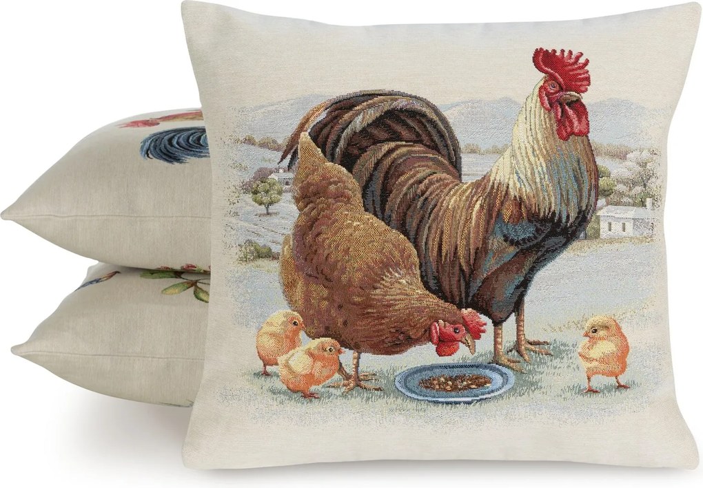 GOBELÍNOVÁ DEKORAČNÍ POVLAK NA POLŠTÁŘ FOWL 45X45 CM VZOROVANÁ