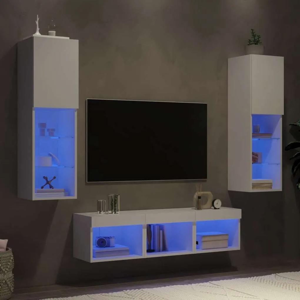 vidaXL 5dílná obývací stěna s LED kompozitní dřevo [3216607] Barva: hnědý dub