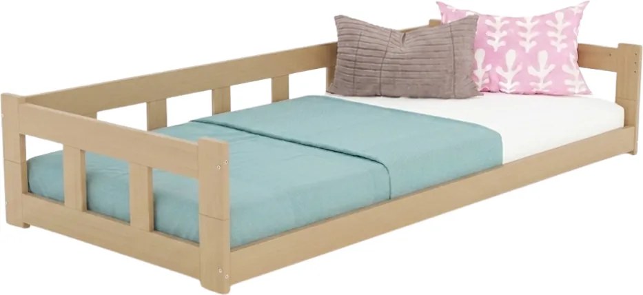 Benlemi Nízké postele FENCE 4v1 s otevřeným vstupem pro dvě děti Zvolte barvu: Světle šedá, Zvolte rozměr: 90x200 cm