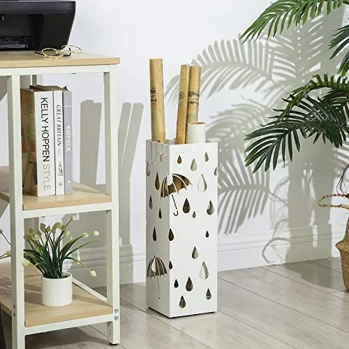 Stojan na deštníky, motiv kapky, bílý, výška 49 cm LUC49W