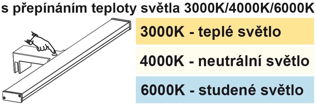 TOP LIGHT Světlo nástěnné Texas XL CCT, Stříbrná-Chrom