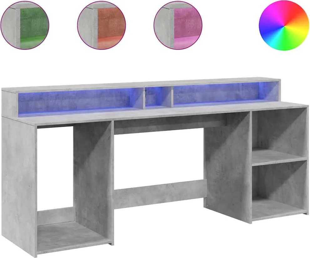 Psací stůl s LED betonově šedý 200x55x91 cm kompozitní dřevo 3309441