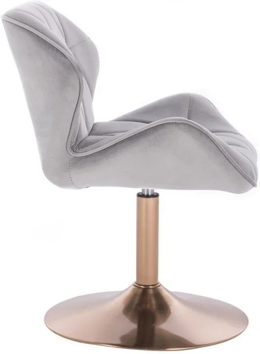 LuxuryForm DESIGN Otočná židle MILANO VELUR na zlatém talíři - světle šedá