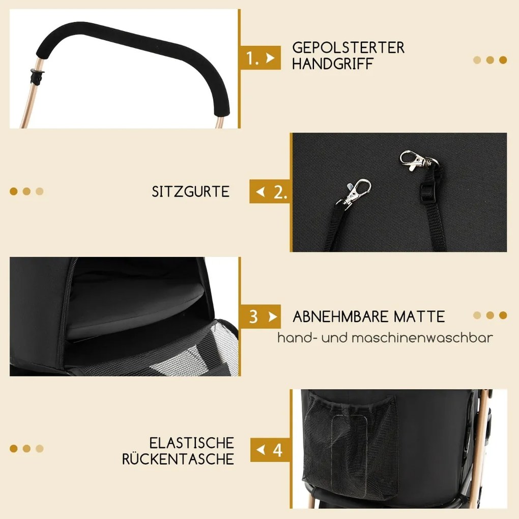 Costway 3 v 1 Psí kočárek psí buggy skládací až 15 kg Vozík pro domácí mazlíčky