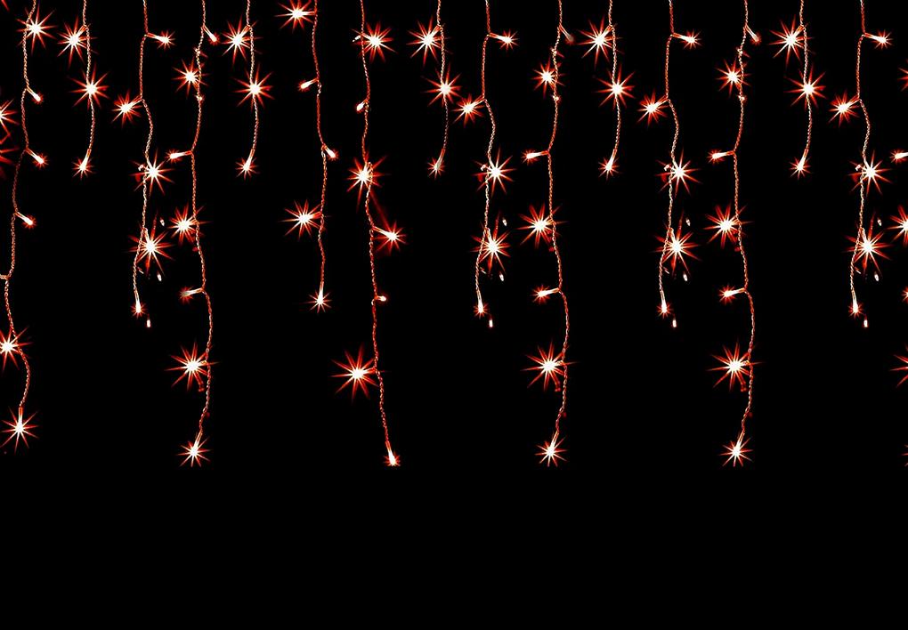 Venkovní LED vánoční závěs - červená, 10m, 500 LED, 8 programů