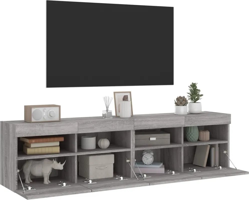 vidaXL Nástěnné TV skříňky s LED osvětlením 2 ks 80 x 30 x 40 cm [837208] Barva: kouřový dub