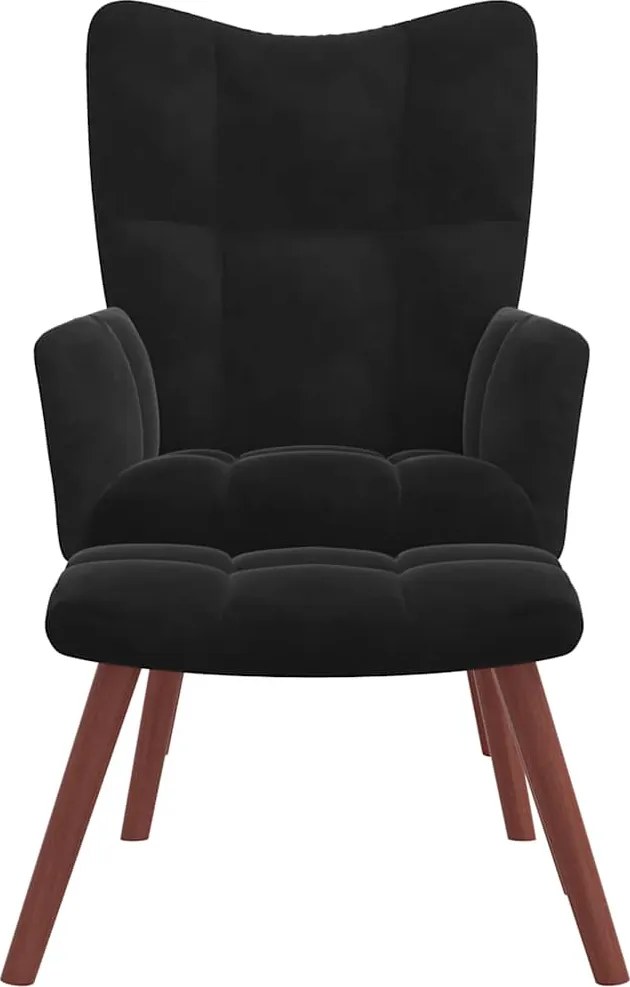 Relaxační křeslo se stoličkou černé samet 328068